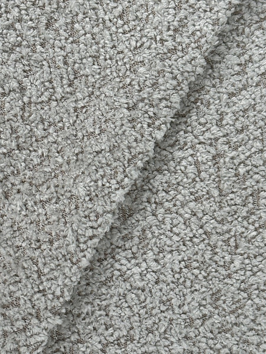 Fauteuil pivotant tissu bouclé couleur gris-crème Salma | Potiron Paris