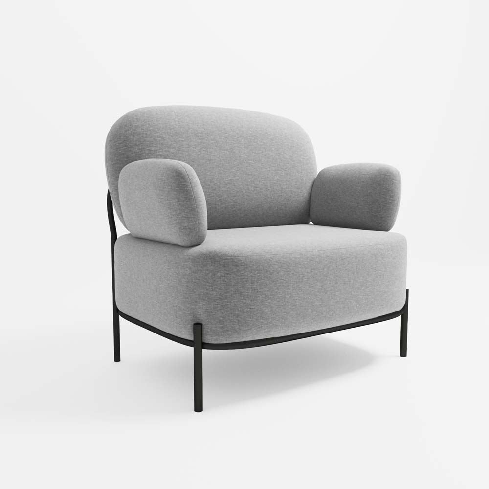 Fauteuil design chic allure organique en tissu gris foncé Sienna ...